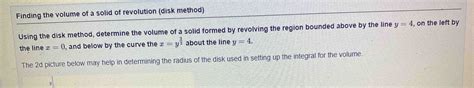 Solved Finding The Volume Of A Solid Of Revolution Disk