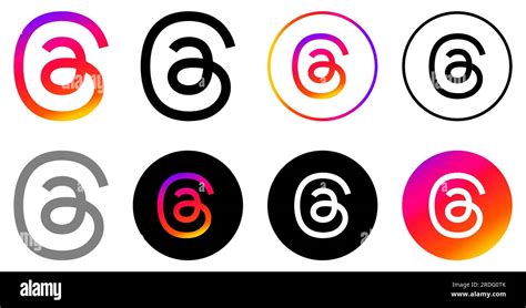 Threads Logo Set Social Media Icons Design Can Use For Web And Mobile