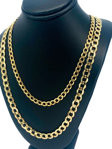 Cadena Cubana De Oro Hombre 14k Barbada 4 5mm 60cm Meses Sin Intereses