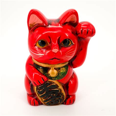 Gato De La Suerte Rojo Gigante Hucha Japonesa Manekineko Neko Aka
