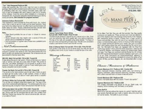 Brochure Mani Pedi Nail Spa