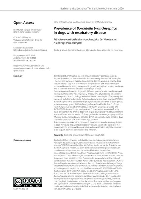 Pdf Prevalence Of Bordetella Bronchiseptica In Dogs With Respiratory