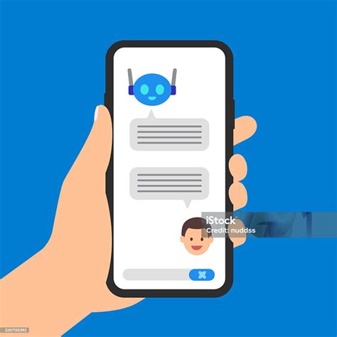 Ai Assistant Robot Chat Message Dialogue Smartphone App With Hand