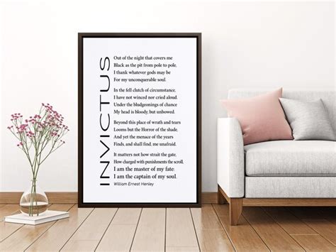 Large Framed Canvas Poem Print Invictus By William Ernest Etsy