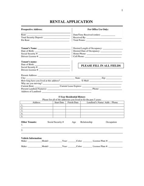 Free Printable Rental Application Form Templates [word Pdf] Simple