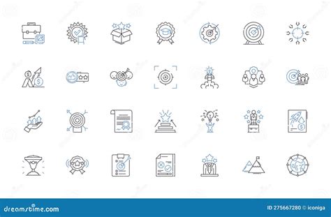 Market Priorities Line Icons Collection Targeting Segmentation