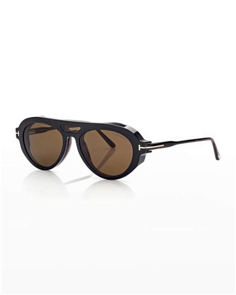 Tom Ford Round Blue Block Optical Frames W Magnetic Sunglass Clip In
