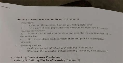 Activity Emotional Weather Report Studyx