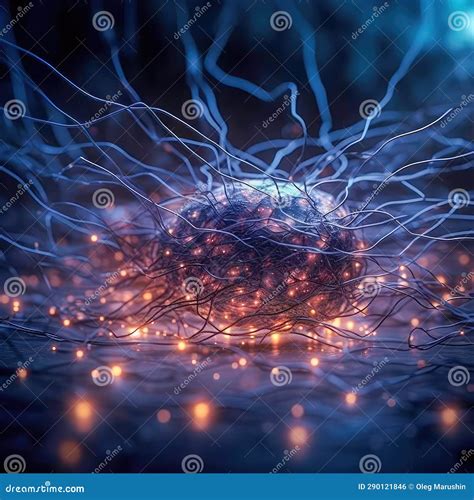 Fictional Glowing Brain Background With A Network Of Neural Connections Neural Activity Stock