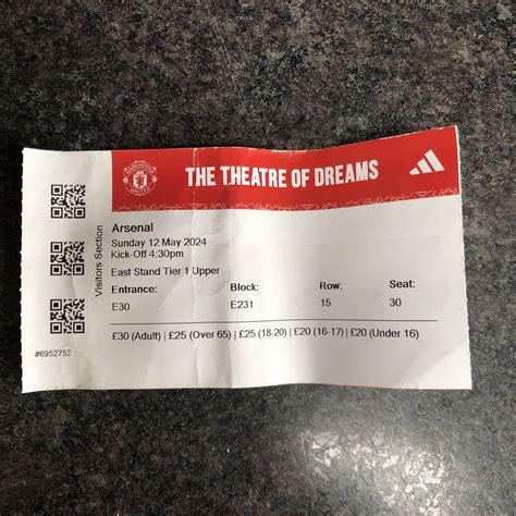Manchester United V Arsenal Used Ticket Grelly Uk