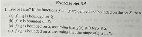 Solved Exercise Set 35true Or False If The Functions F