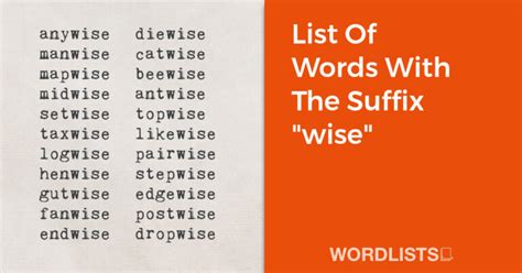 List Of Words With The Suffix Wise