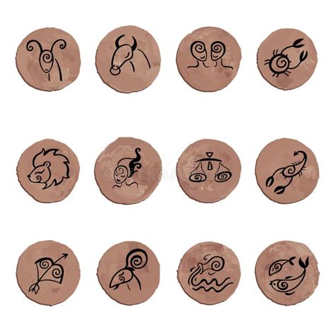Horoscope Zodiac Star Signs Set Stock Illustration Illustration Of
