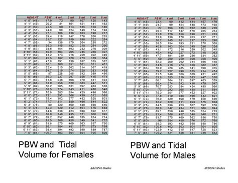 Calculate Tidal Volume Based On Height