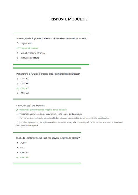 Eipass 7 Moduli User Modulo 5 Exercices De Informatique Docsity