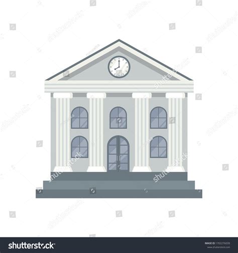 Bank Building Icon Flat Style Isolated Stock Vector Royalty Free