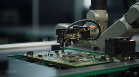 Robotic Arm Assembling A Circuit Board Stock Illustration Illustration Of Board Industrial