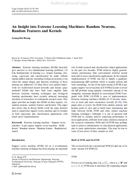 Pdf An Insight Into Extreme Learning Machines Random Neurons Random Features And Kernels