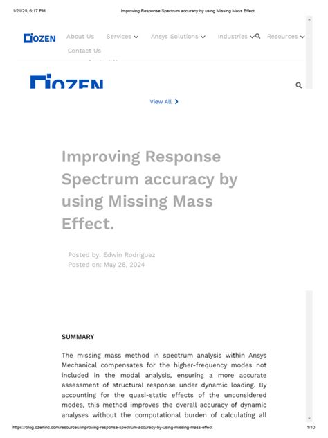 improving response spectrum accuracy by using missing mass effect