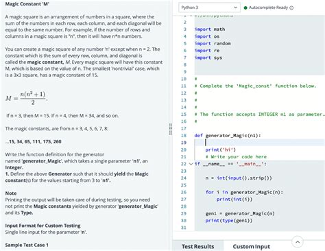 Solved Magic Constant M Python 3 Autocomplete Ready O Ttwfipy