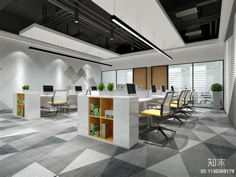 现代开敞办公室3d模型下载【id1130369179】知末3d模型网
