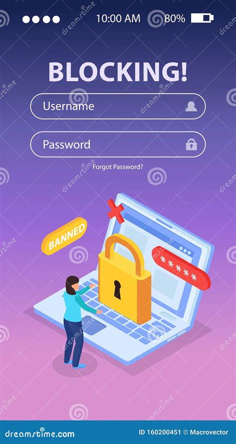 Internet Blocking Isometric Background Stock Vector Illustration Of