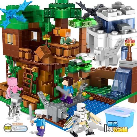 ใช้ได้กับเลโก้ Minecraft เกมปริศนาเด็กชายบล็อกตัวต่อจีนของเล่นก่อสร้าง