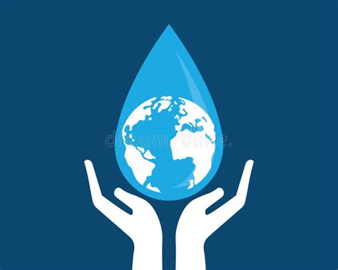 Hand Holding Water Drop World Map On Blue Background World Water Day