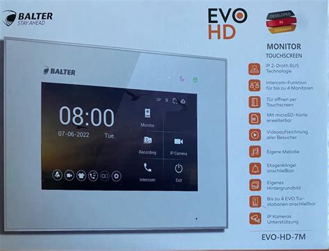 BALTER EVO HD 7 Monitor für Video Türsprechanlage Weiss 319 00