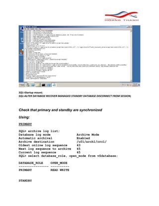 Creating A Physical Standby Database G On Windows DOCX Databases Computer Software And