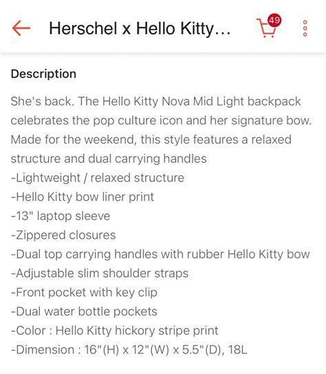 Herschel Hello Kitty Backpack Womens Fashion Bags And Wallets