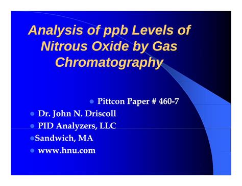 Pdf Analysis Of Ppb Levels Of Nitrous Oxide By Gas Chromatography Dokumentips
