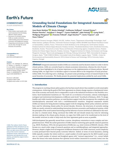 Pdf Grounding Social Foundations For Integrated Assessment Models Of