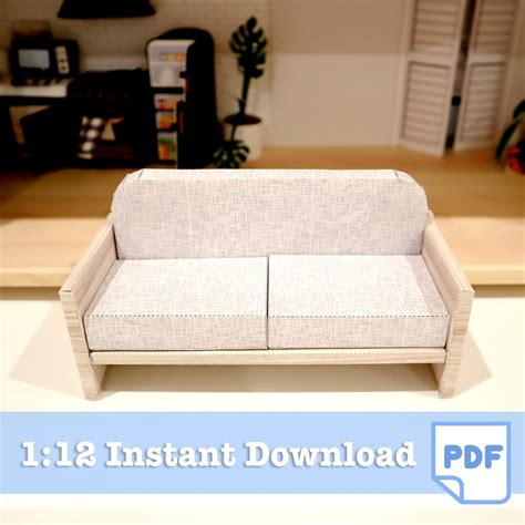 112 Grey Sofa Dollhouse Download Printable Template Dollhouse