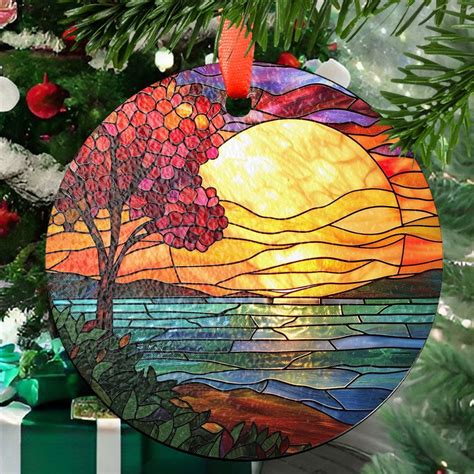 Sunset Beach Faux Ornament Suncatcher Window Hangings Suncatcher For