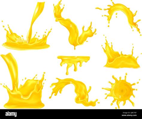 Fruit Juice Spray And Splash Realistic Set Isolated Vector Illustration