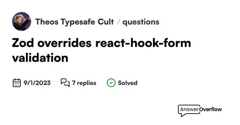 Zod Overrides React Hook Form Validation Theos Typesafe Cult