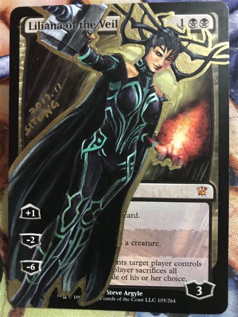 Altered Mtg Liliana Of The Veil Thor Ragnarök Hela By Sitong 2017 Mtg Altered Art Magic The