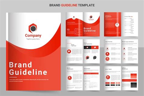 Premium Vector Brand Guidelines Manual Layout With Red Color