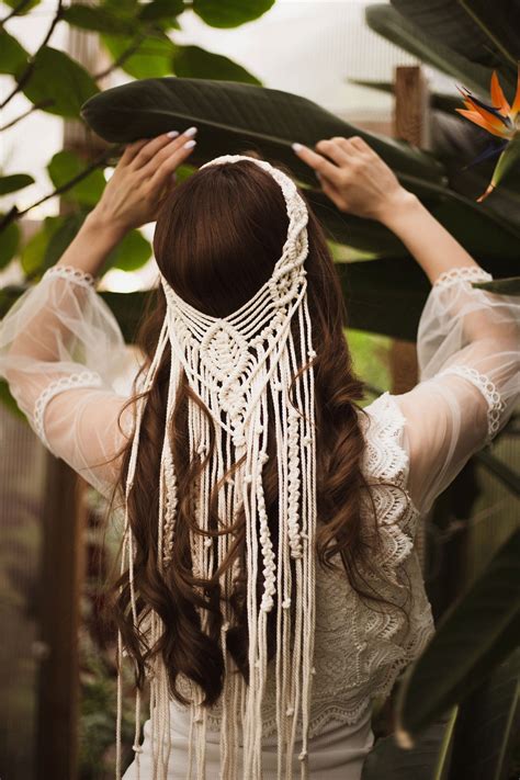 Boho Headpiece Boho Veil For Festival Bride Macrame Veil Boho Bridal