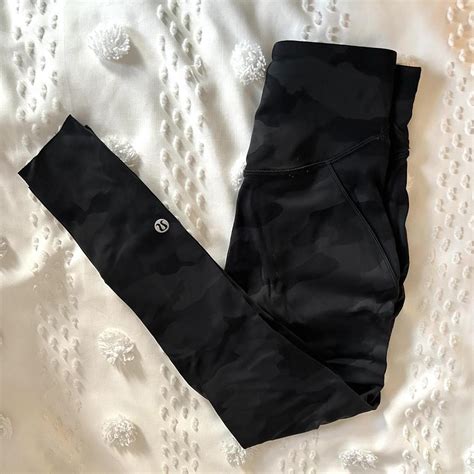Lululemon Black Camo Leggings Size 0 High Rise 23” Depop