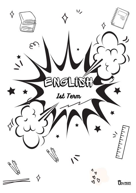 Portadas en Inglés y Francés para colorear y pegar en el cuaderno