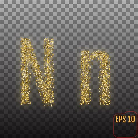 투명 한 배경에 벡터 알파벳 골드 문자 N 골드 알파벳 로고 황금 색종이와 반짝이 개념 글꼴 스타일 벡터 일러스트 레이 션 프리미엄 벡터