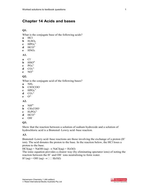Chapter 14 Acids And Bases