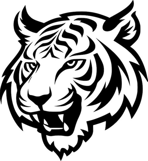 Premium Vector Tiger Black And White Vector Illustration