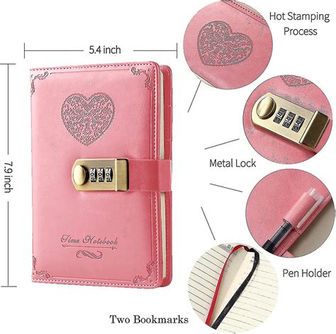 Diary With Lock For Girls Leather Password Locking Journal Cute