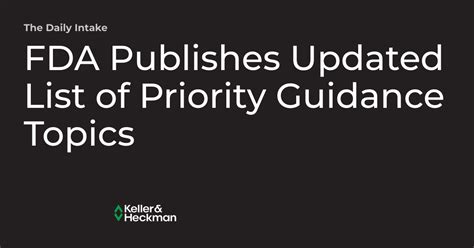 Fda Publishes Updated List Of Priority Guidance Topics The Daily Intake