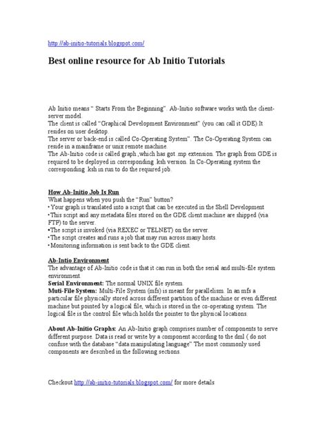 Ab Initio Etl Tutorial Pdf