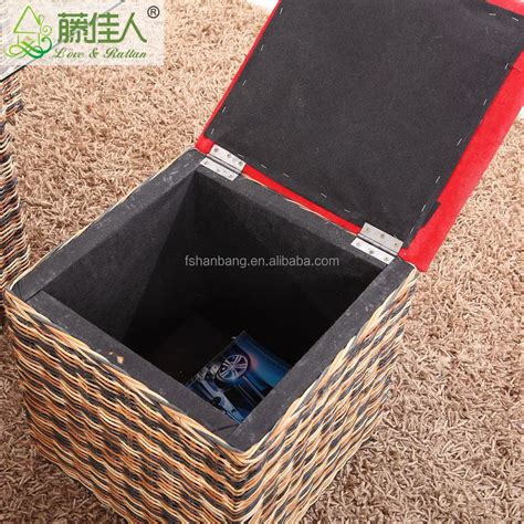 Natural Rattan Seagrass Water Hyacinth Wicker Storage Trunk Coffee