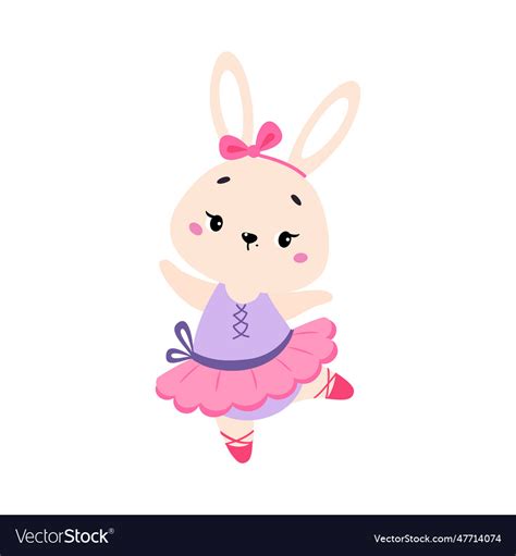 Funny Bunny Ballet Dancing In Skirt And Pointe Vector Image